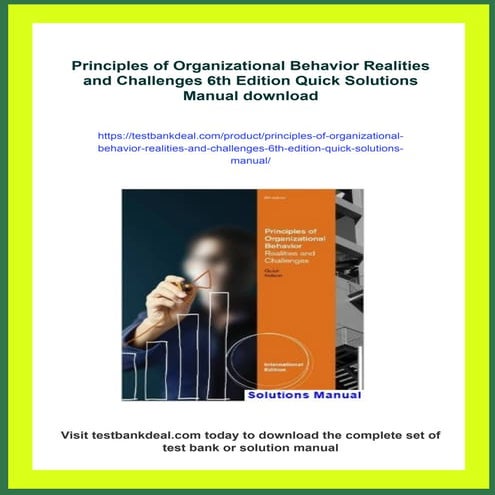 Principles of Organizational Behavior Realities and Challenges 6th ...