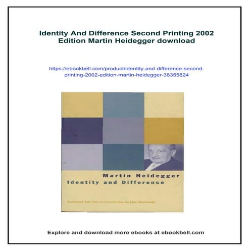 Identity And Difference Second Printing 2002 Edition Martin Heidegger | PDF