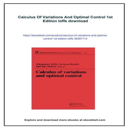 Calculus Of Variations And Optimal Control 1st Edition Ioffe | PDF
