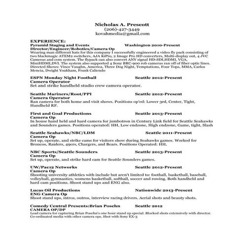 Aldo Dominic resume tv | DOCX