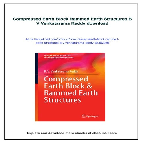 Compressed Earth Block Rammed Earth Structures B V Venkatarama Reddy | PDF