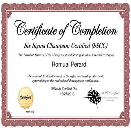 Six Sigma Champion Certified | PDF