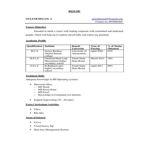 Gulzar resume1 | PDF