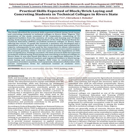Practical Skills Expected of Block Brick Laying and Concreting Students ...