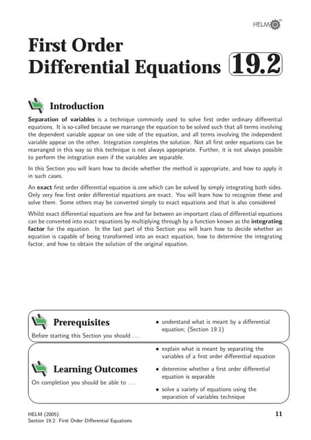 1st order differential equations | PPT