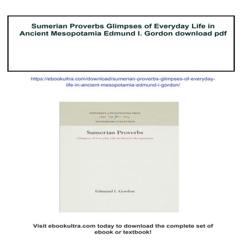 Sumerian Proverbs Glimpses of Everyday Life in Ancient Mesopotamia ...