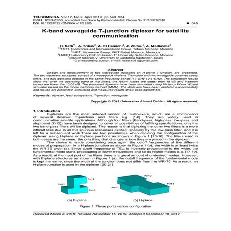 K Band Waveguide T Junction Diplexer For Satellite Communication Pdf