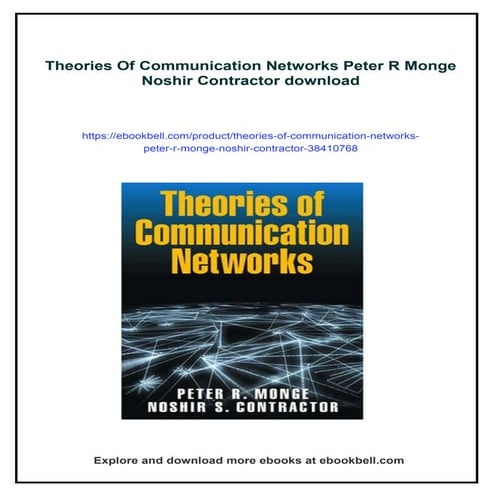 Theories Of Communication Networks Peter R Monge Noshir Contractor | PDF
