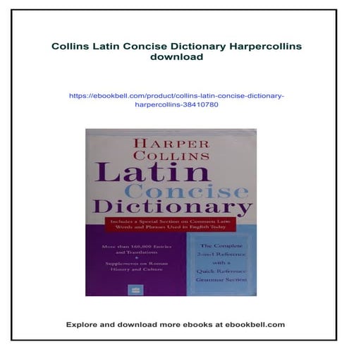 Collins Latin Concise Dictionary Harpercollins | PDF