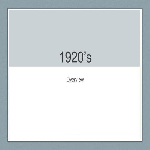 1920s Overview | PPT