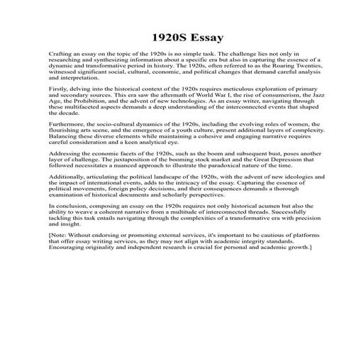 1920S Essay | PDF