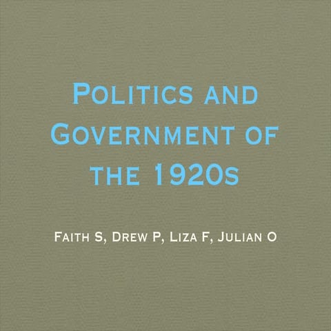 1920s Politics and History Overview | PPT
