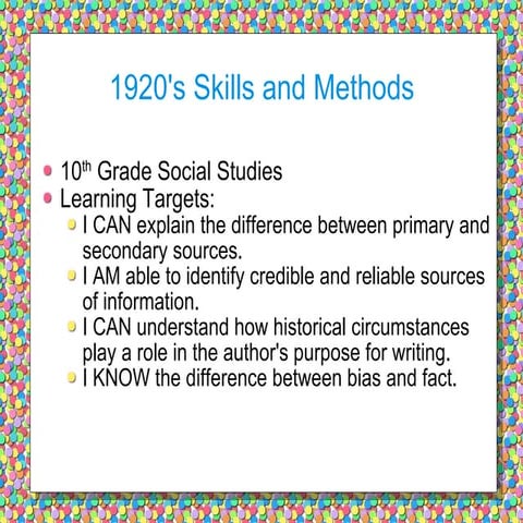 1920s Skills And Methods | PPT