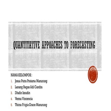 Quantitative Approaches To Forecasting Pdf