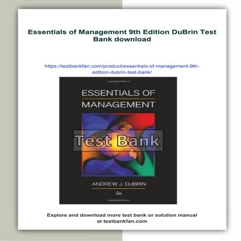 Essentials of Management 9th Edition DuBrin Test Bank | PDF