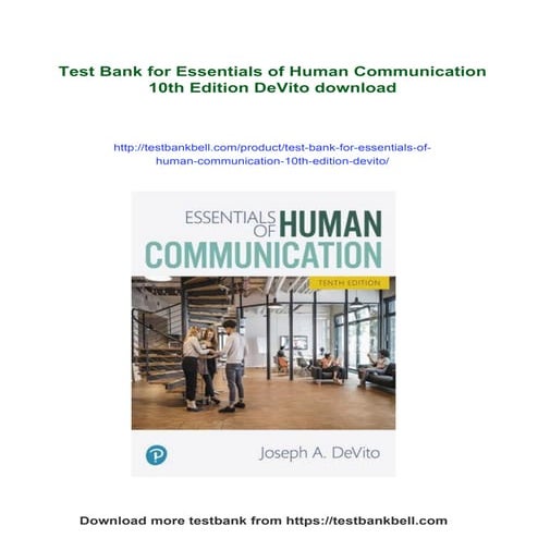 Test Bank for Essentials of Human Communication 10th Edition DeVito | PDF