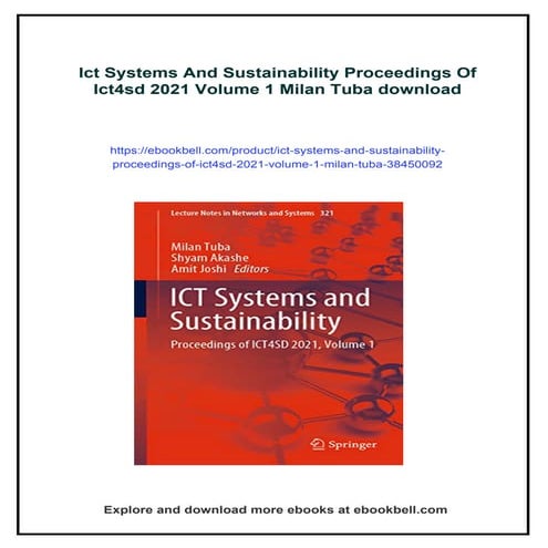 Ict Systems And Sustainability Proceedings Of Ict4sd 2021 Volume 1 Milan Tuba | PDF
