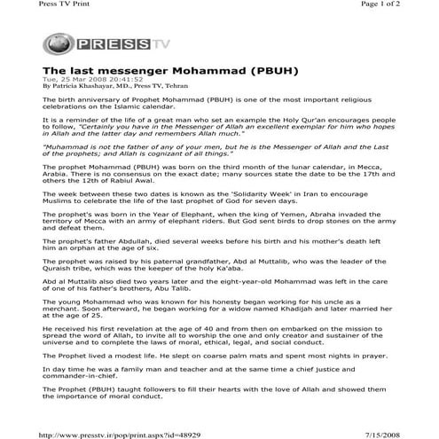 _social project.pptx Prophet Mohammed Social lesson | PPTX