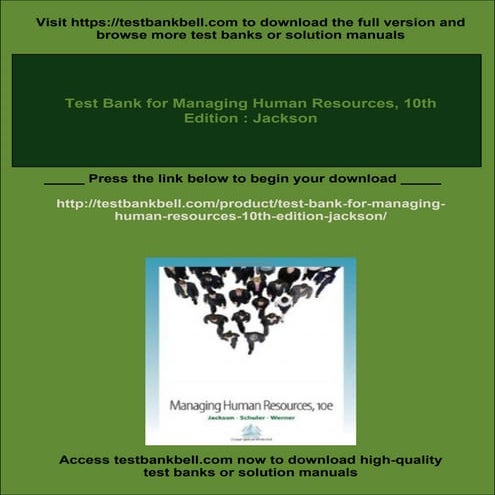 Test Bank for Managing Human Resources, 10th Edition : Jackson | PDF
