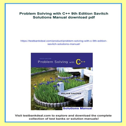 Problem Solving with C++ 9th Edition Savitch Solutions Manual | PDF