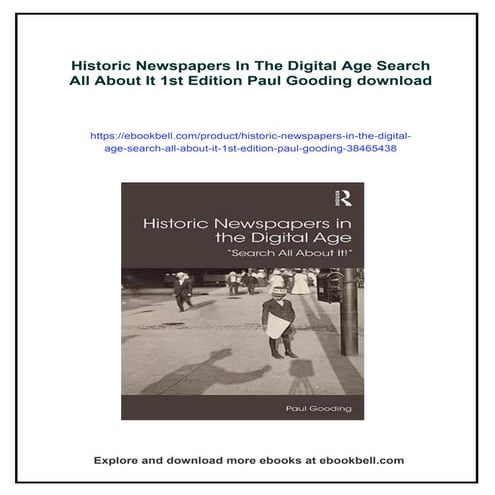 Historic Newspapers In The Digital Age Search All About It 1st Edition ...