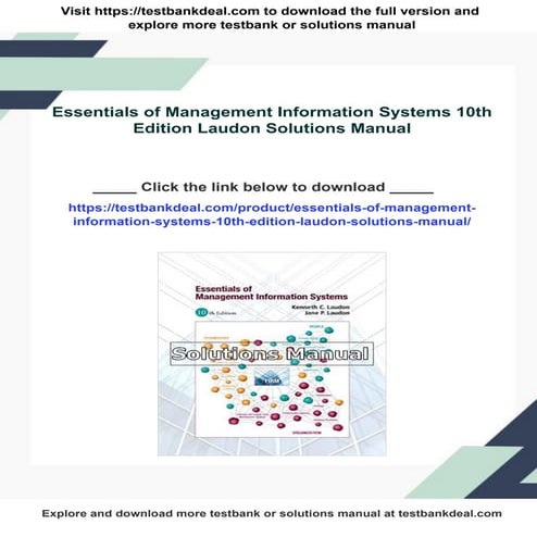 Essentials of Management Information Systems 10th Edition Laudon ...