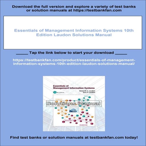 Essentials of Management Information Systems 10th Edition Laudon ...