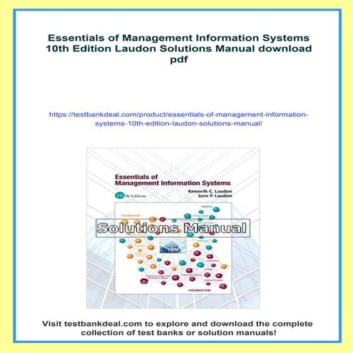 Essentials of Management Information Systems 10th Edition Laudon Solutions Manual | PDF