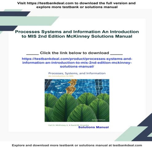 Processes Systems and Information An Introduction to MIS 2nd Edition McKinney Solutions Manual | PDF