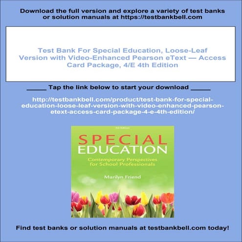 Test Bank For Special Education, Loose-Leaf Version with Video-Enhanced ...