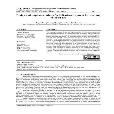 Design and implementation of a LoRa-based system for warning of forest fire | PDF | Computer ...