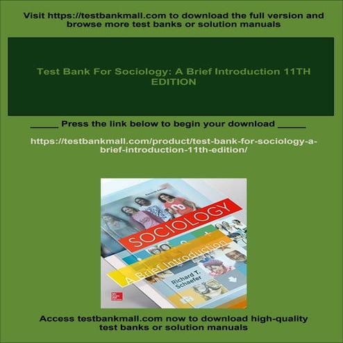 Test Bank For Sociology: A Brief Introduction 11TH EDITION | PDF