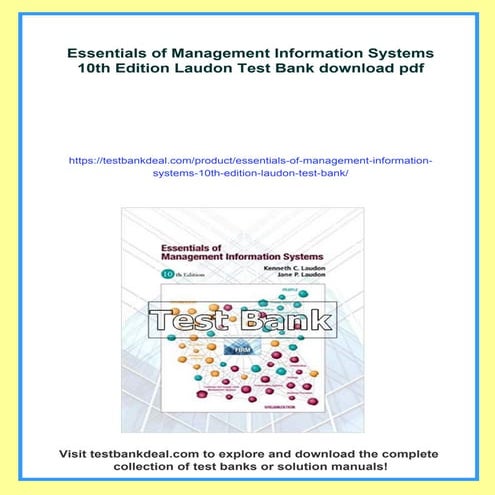 Essentials of Management Information Systems 10th Edition Laudon Test ...