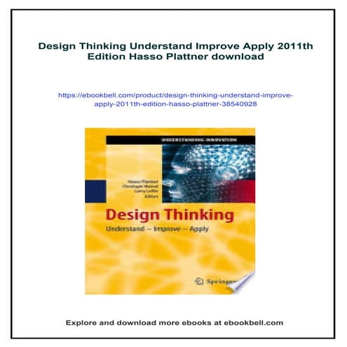 Design Thinking Understand Improve Apply 2011th Edition Hasso Plattner ...