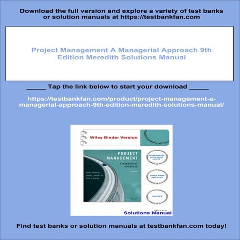 Project Management A Managerial Approach 9th Edition Meredith Solutions ...