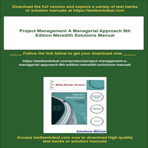 Project Management A Managerial Approach 9th Edition Meredith Solutions Manual | PDF