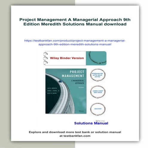 Project Management A Managerial Approach 9th Edition Meredith Solutions ...