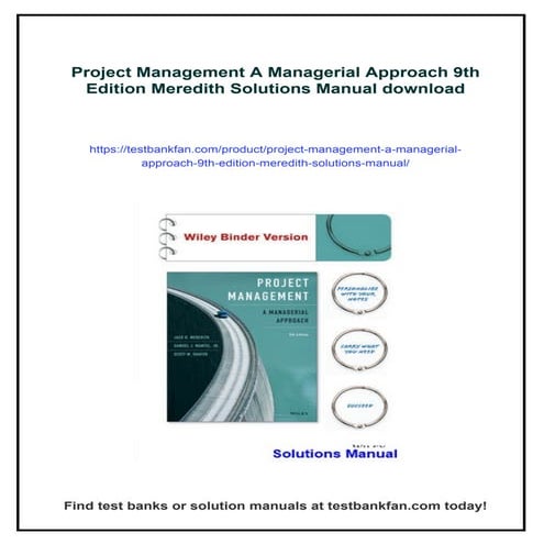 Project Management A Managerial Approach 9th Edition Meredith Solutions ...