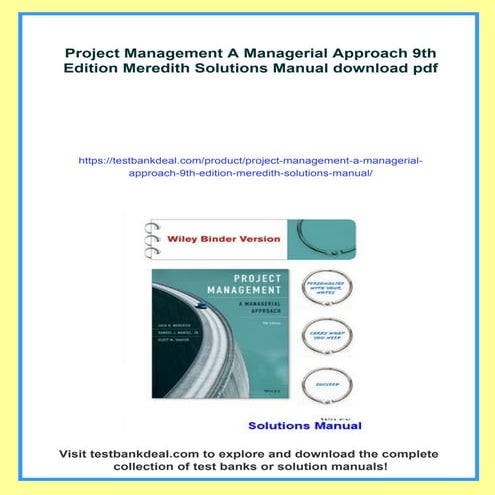 Project Management A Managerial Approach 9th Edition Meredith Solutions ...