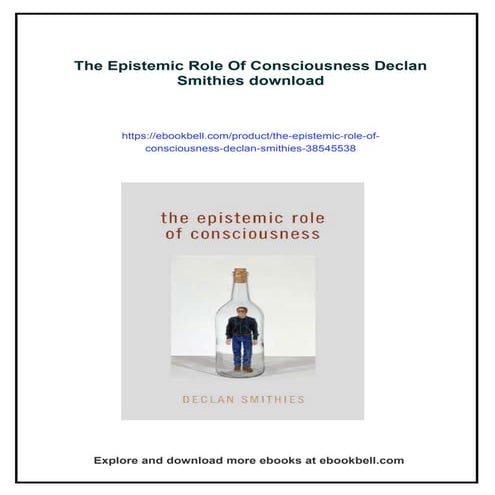 The Epistemic Role Of Consciousness Declan Smithies | PDF