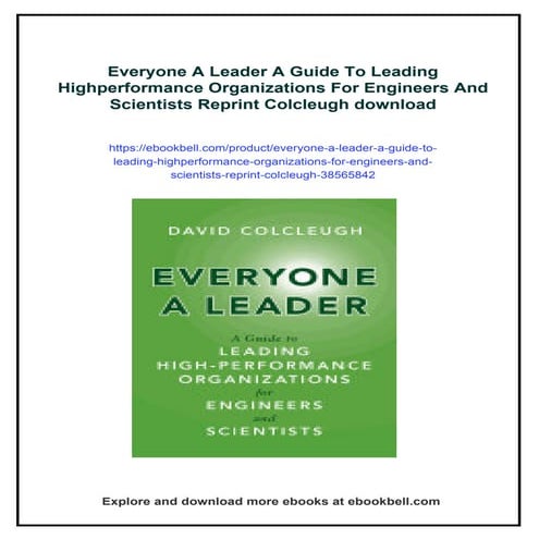 Everyone A Leader A Guide To Leading Highperformance Organizations For ...
