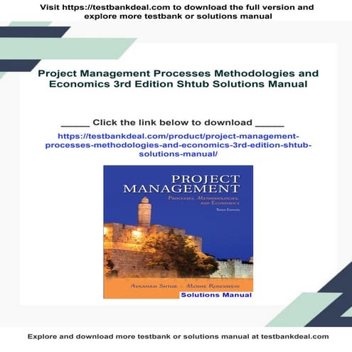 Project Management Processes Methodologies And Economics 3rd Edition Shtub Solutions Manual Pdf