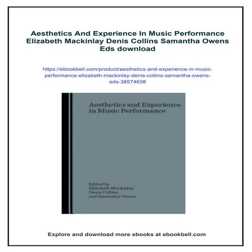 Aesthetics And Experience In Music Performance Elizabeth Mackinlay ...