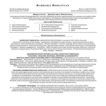 Bohannan Assistant Principal Resume | PDF