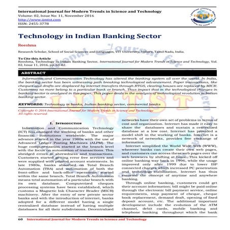 Technology in Indian Banking Sector | PDF