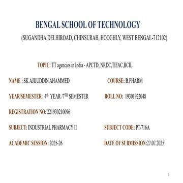 Technology transfer (tt) agencies in India | PPTX