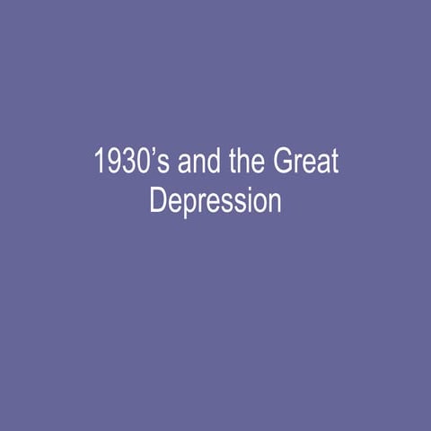 1930's and the great depression | PPT