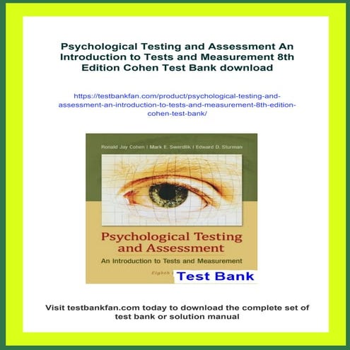 Psychological Testing and Assessment An Introduction to Tests and ...