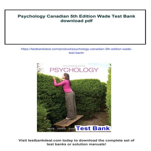 Psychology Canadian 5th Edition Wade Test Bank | PDF