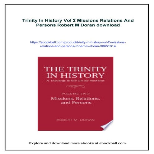 Trinity In History Vol 2 Missions Relations And Persons Robert M Doran ...